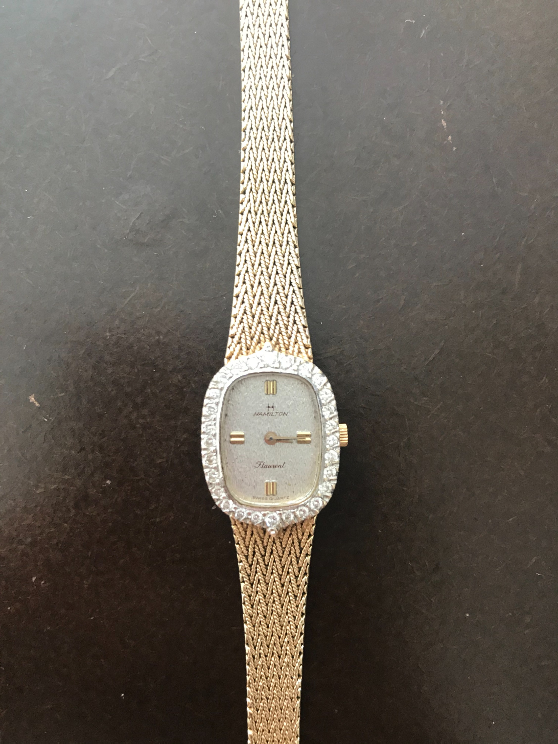 Lady's Vintage Hamilton Dress Watch 14k Gold with Diamond Accents ...