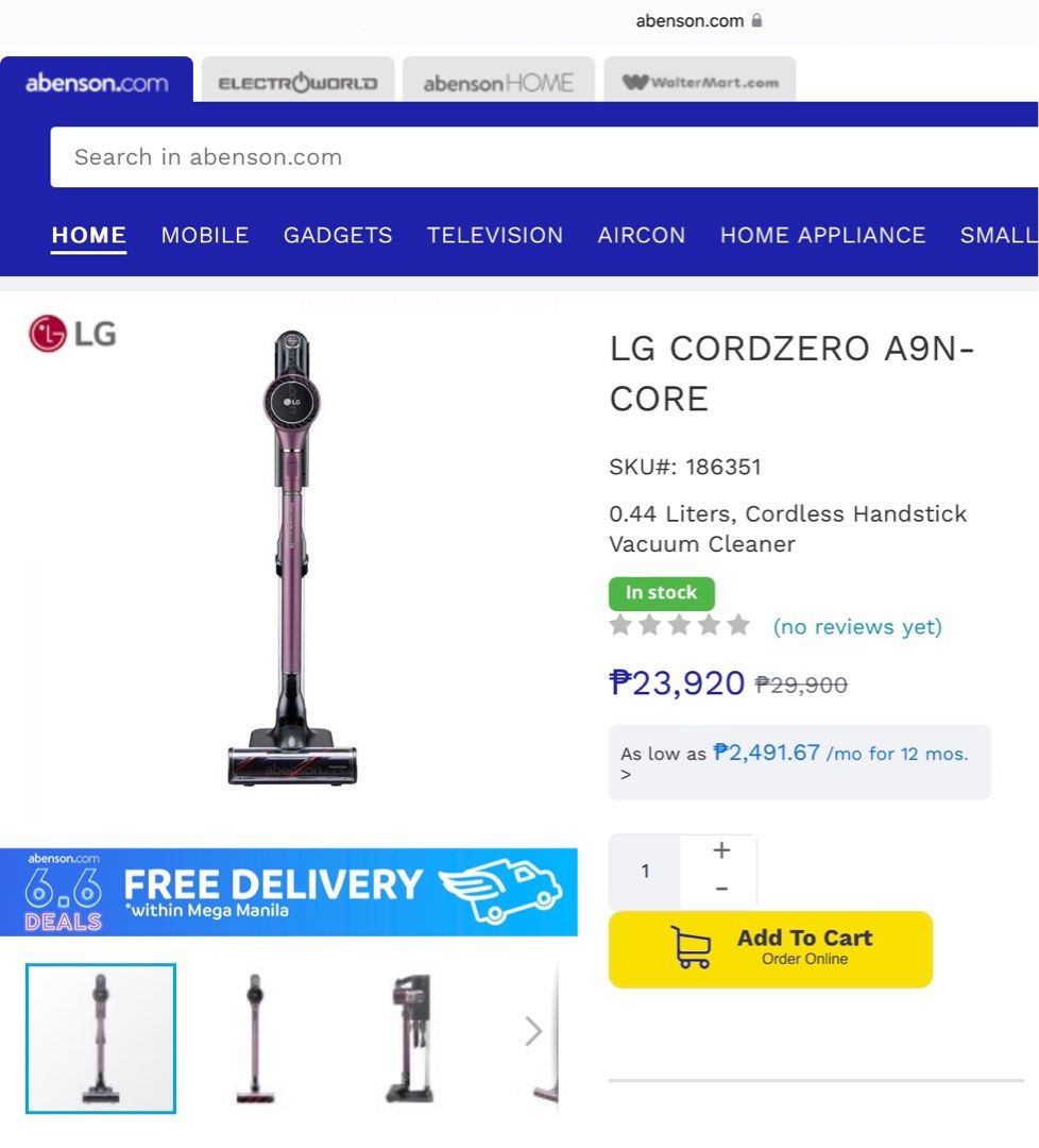Lg A9n Core Cordzero Vacuum Tv And Home Appliances Vacuum Cleaner