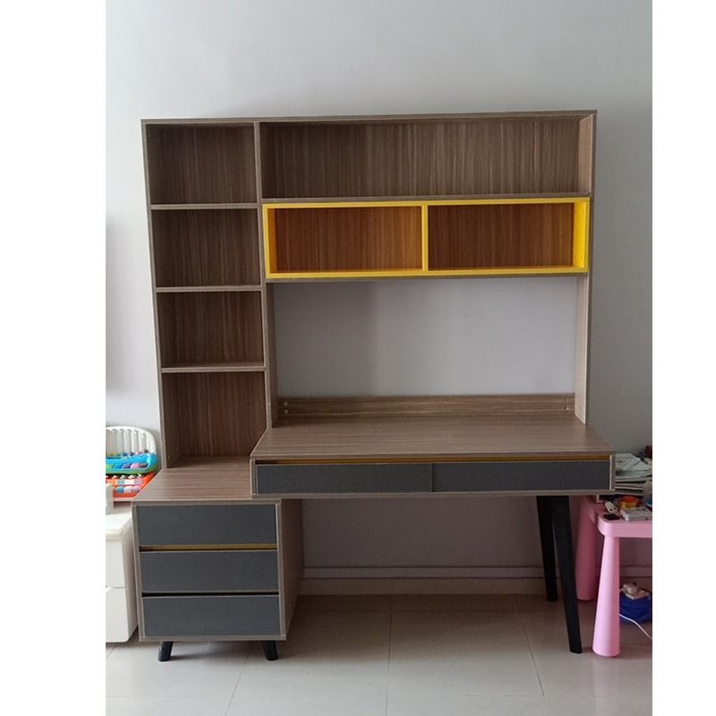 Light luxury modern solid wood desktop home computer desk bookcase desk ...