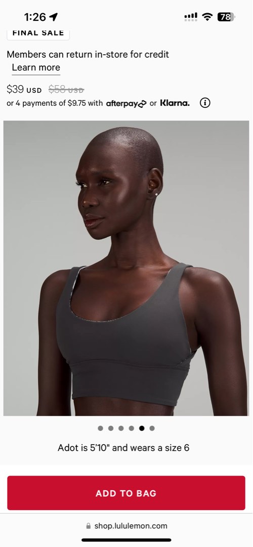 Lululemon align bra A/B size 6, Women's Fashion, Activewear on Carousell