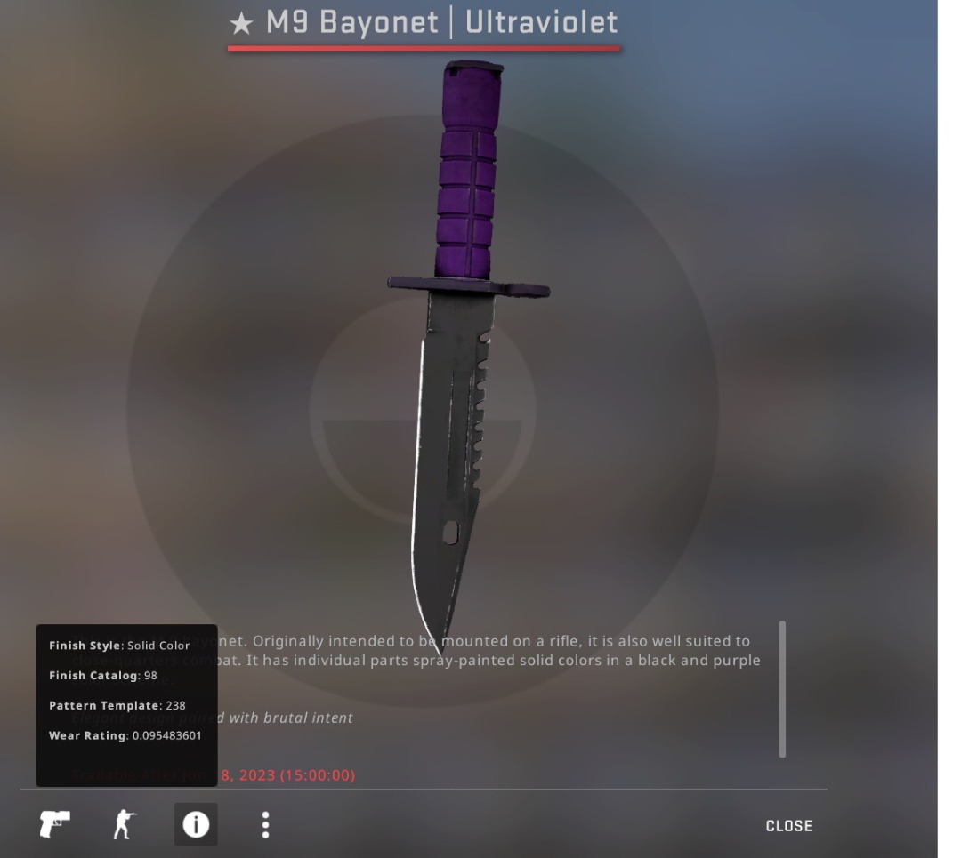 Csgo M9 Bayonet Ultraviolet MW, Video Gaming, Gaming Accessories, In-Game Products on Carousell