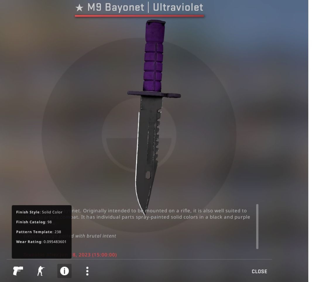 Csgo M9 Bayonet Ultraviolet MW, Video Gaming, Gaming Accessories, In-Game Products on Carousell