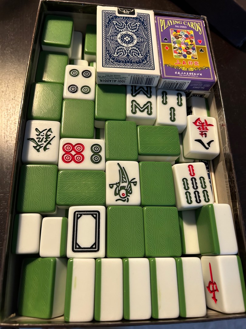 Mahjong Set (Big Tiles!) with playing cards, Hobbies & Toys, Toys ...