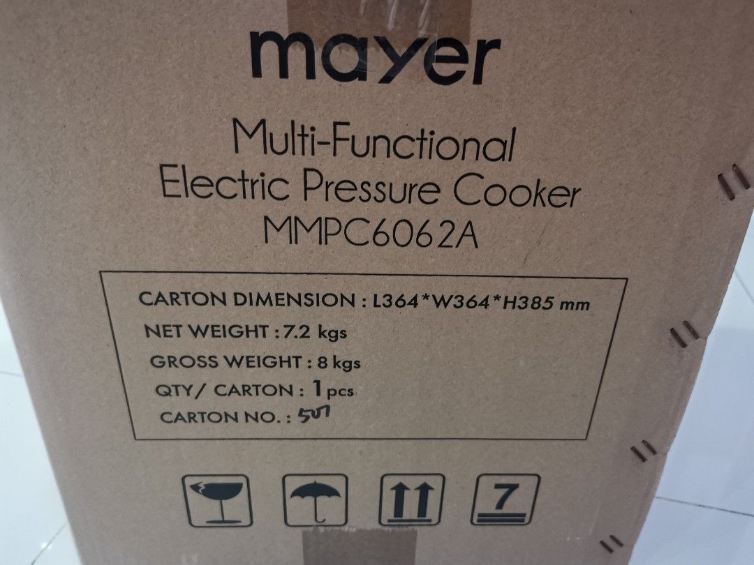 Mayer 6L pressure cooker MMPC6062A, TV & Home Appliances, Kitchen ...