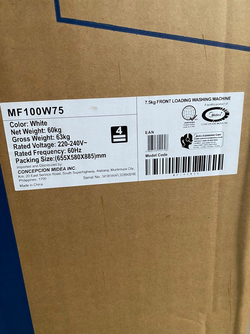 MIDEA 7.5KG FRONT LOAD AWM, TV & Home Appliances, Washing Machines and ...