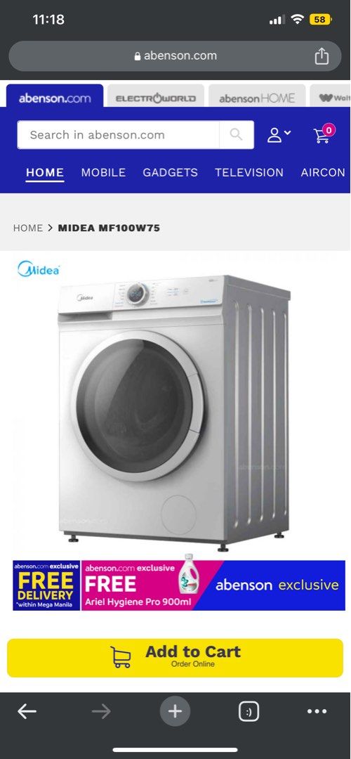 MIDEA 7.5KG FRONT LOAD AWM, TV & Home Appliances, Washing Machines and ...