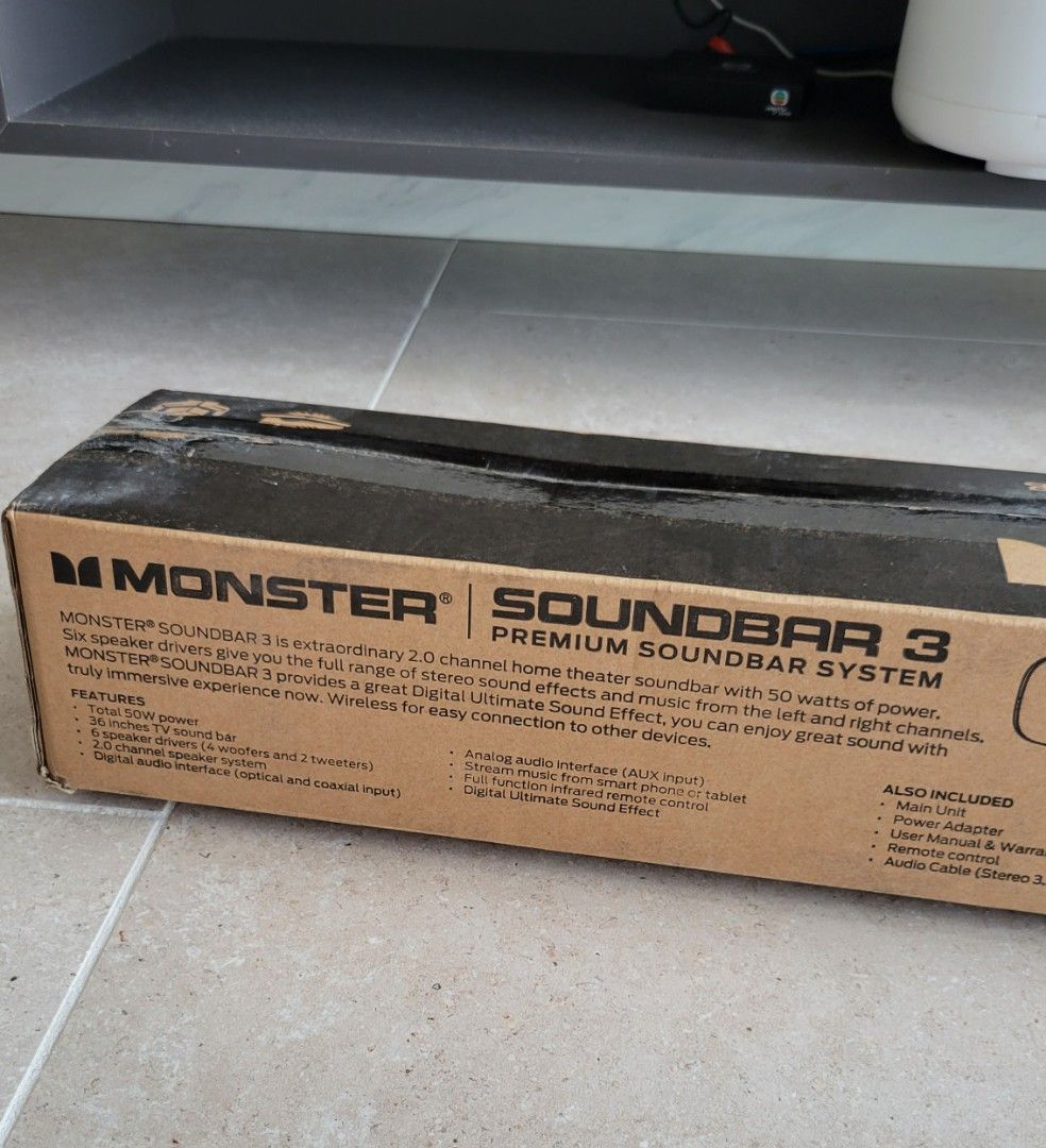 Monster Soundbar 3, 音響器材, Soundbar、揚聲器、藍牙喇叭、耳擴 - Carousell