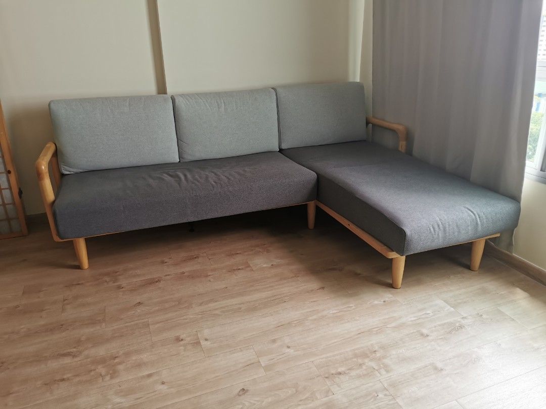 Courts L-shape three seater sofa, Furniture & Home Living, Furniture ...