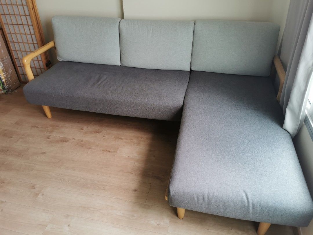Courts L-shape three seater sofa, Furniture & Home Living, Furniture ...
