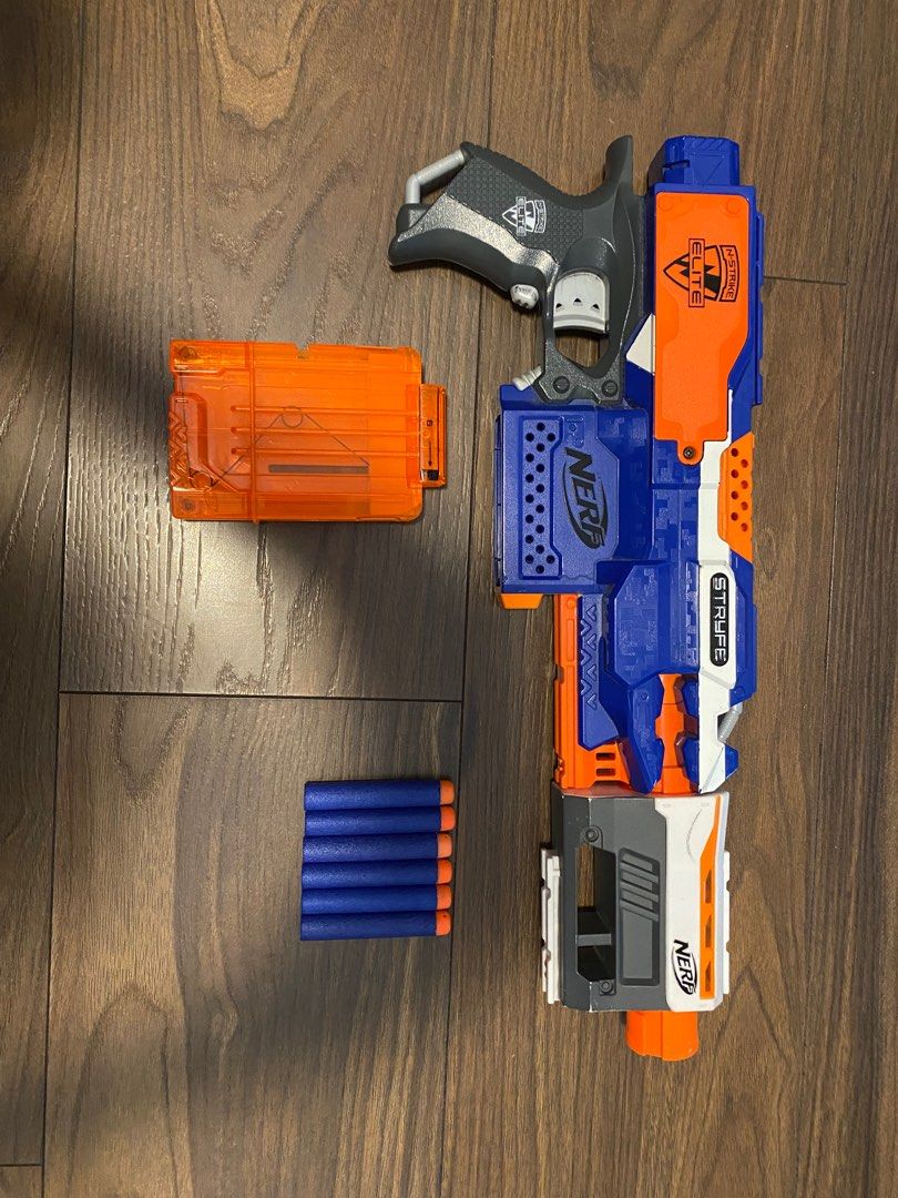 Nerf Stryfe, blue with 6 darts and mag, Hobbies & Toys, Toys & Games on ...