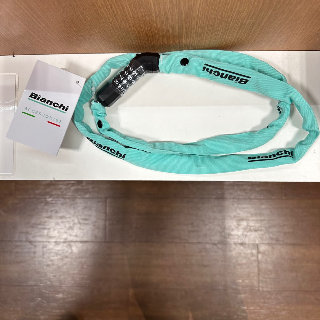 (NEW) $45 Bianchi Lock Celeste 1000mm Dial Chain Lock, Sports Equipment ...