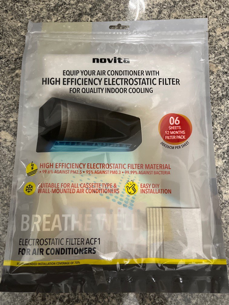 Novita Electrostatic Filter ACF1 for Air Conditioners, Furniture & Home ...