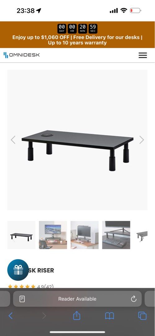 Omnidesk lift monitor desk riser, Furniture & Home Living, Furniture ...