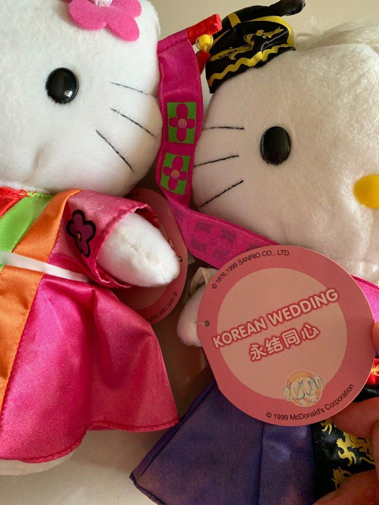 Pair of Hello Kitty Korean Korea wedding hanbok costume plushie good as ...