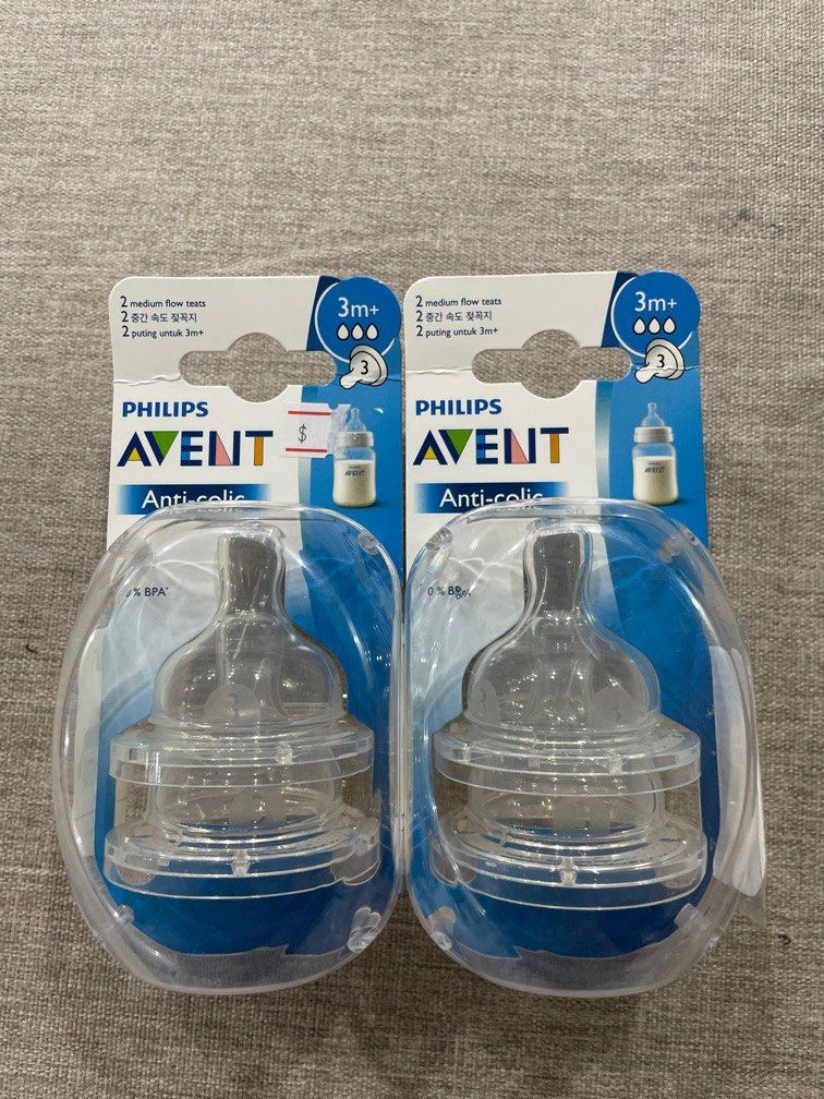 Philips Avent Anti Colic Teats x 4 3m+ medium flow, Babies & Kids ...