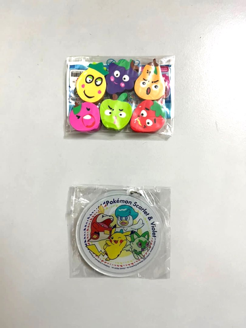 Pokemon Keychain & Korea design fruit eraser set, Hobbies & Toys ...