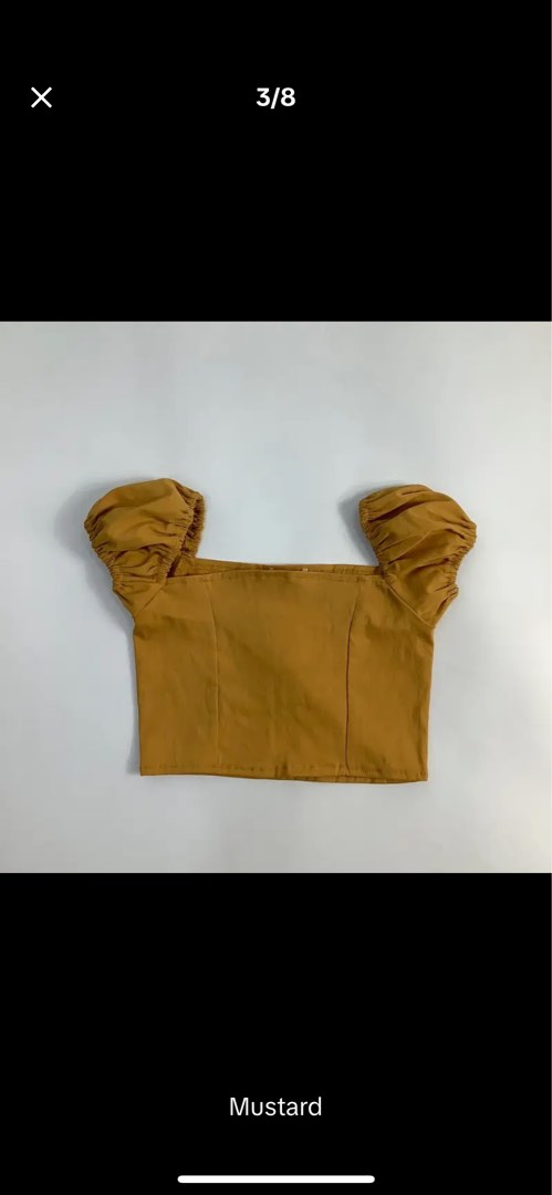 Puff Sleeve Crop Top On Carousell