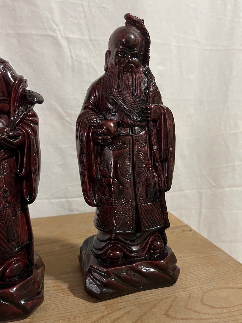 Rare Handcrafted wooden Fu Lou Shou god statue, Hobbies & Toys ...