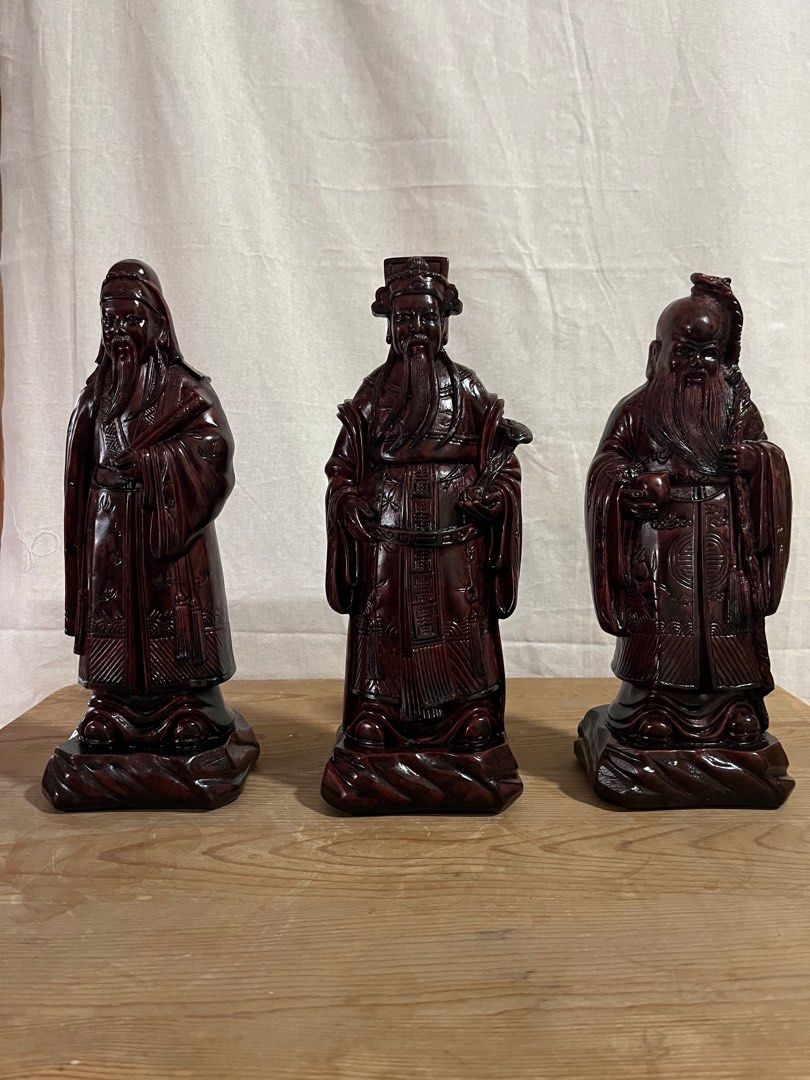 Rare Handcrafted wooden Fu Lou Shou god statue, Hobbies & Toys ...