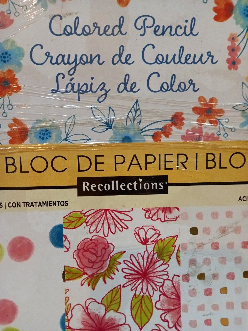 Recollections Colored Pencil 12x12 paper pad with treatments of gold ...