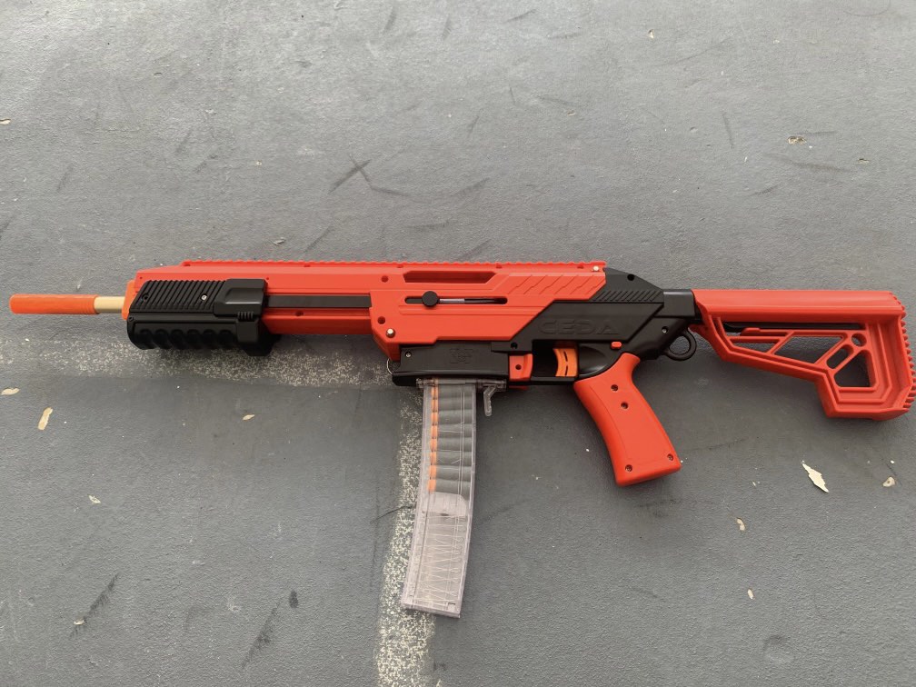 Red CEDA NERF Dart Blaster, Hobbies & Toys, Toys & Games on Carousell