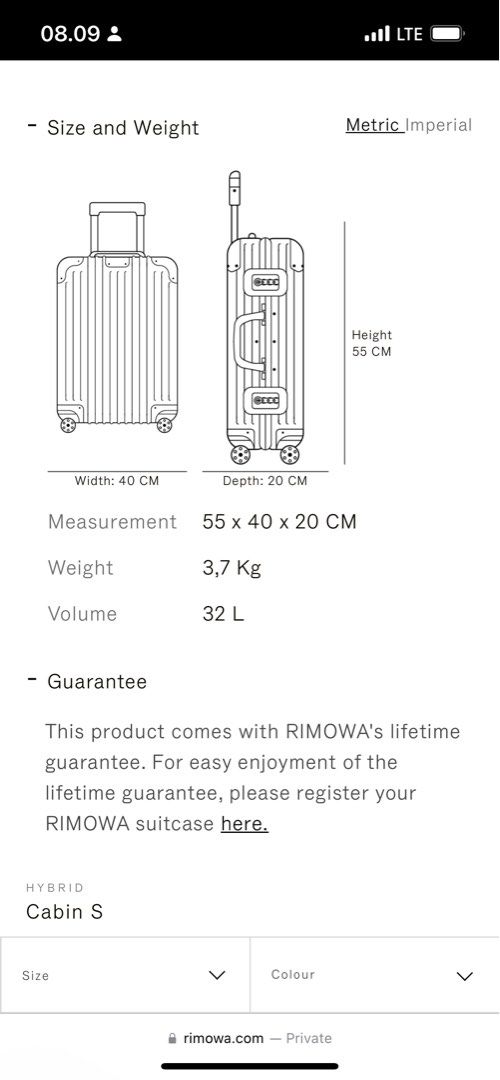 RIMOWA Hybrid Cabin S 32 L - Koper Kabin - Matte All Black, Barang ...