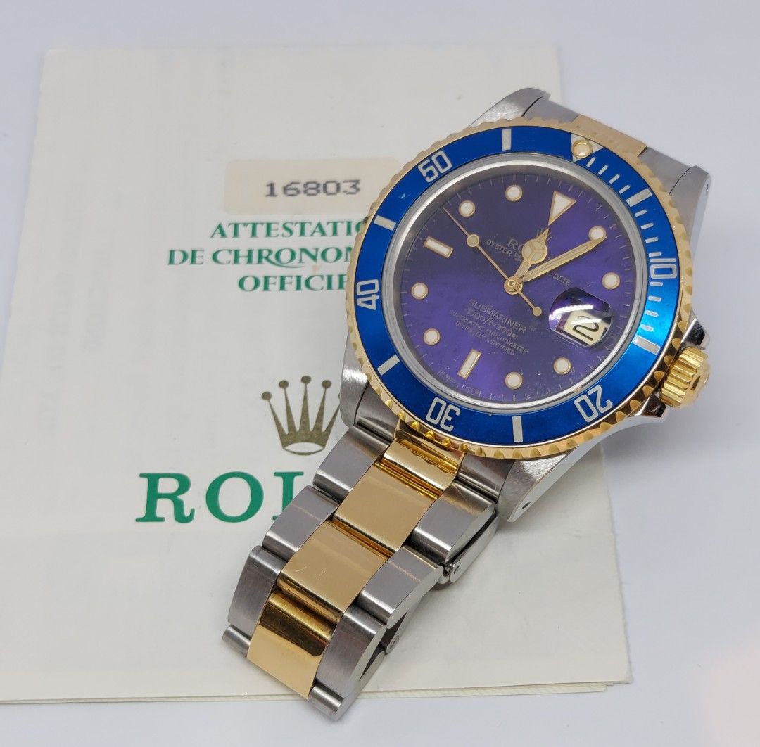 Rolex 16803 天空藍圈 紫面 香港行貨, 名牌, 手錶 - Carousell
