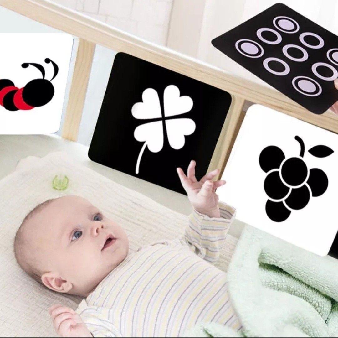 (Set of 4) Baby visual stimulus flash cards, Babies & Kids, Infant ...