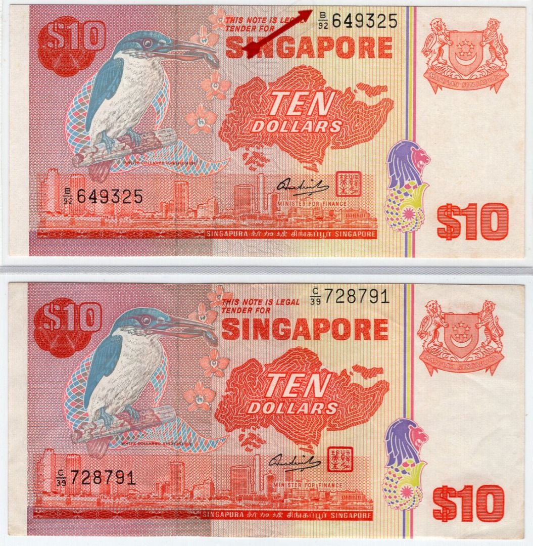 Singapore Bird Series $10 Banknotes Alignment Error, Hobbies & Toys ...