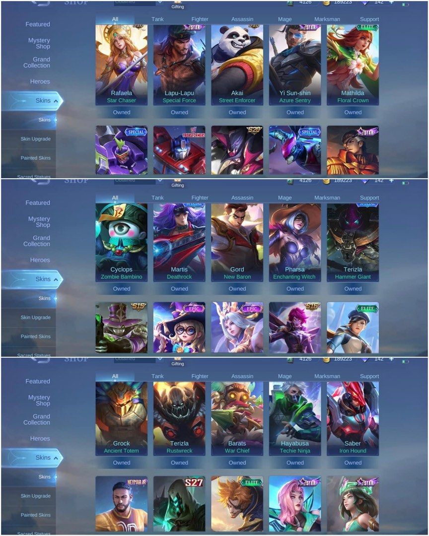 SKINS 286, MIYA LEGEND, 3 TRANSFORMER, DYRROTH KOF, HAYA ANNUAL STAR ...