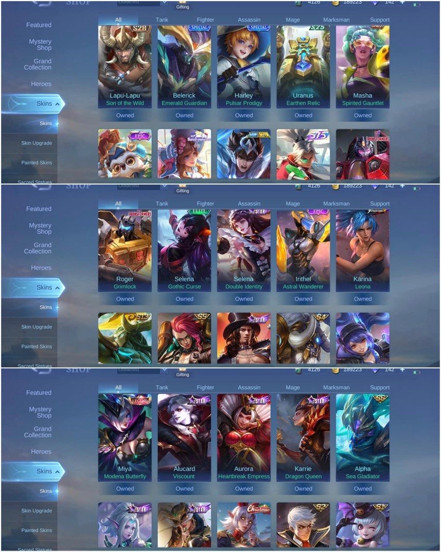 SKINS 286, MIYA LEGEND, 3 TRANSFORMER, DYRROTH KOF, HAYA ANNUAL STAR ...