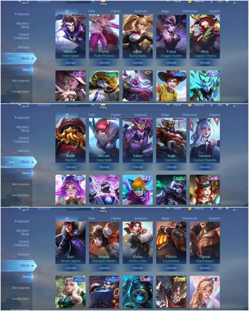 SKINS 286, MIYA LEGEND, 3 TRANSFORMER, DYRROTH KOF, HAYA ANNUAL STAR ...