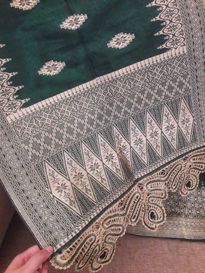 Songket hijau asli padang, Fesyen Wanita, Pakaian Wanita, Lainnya di Carousell