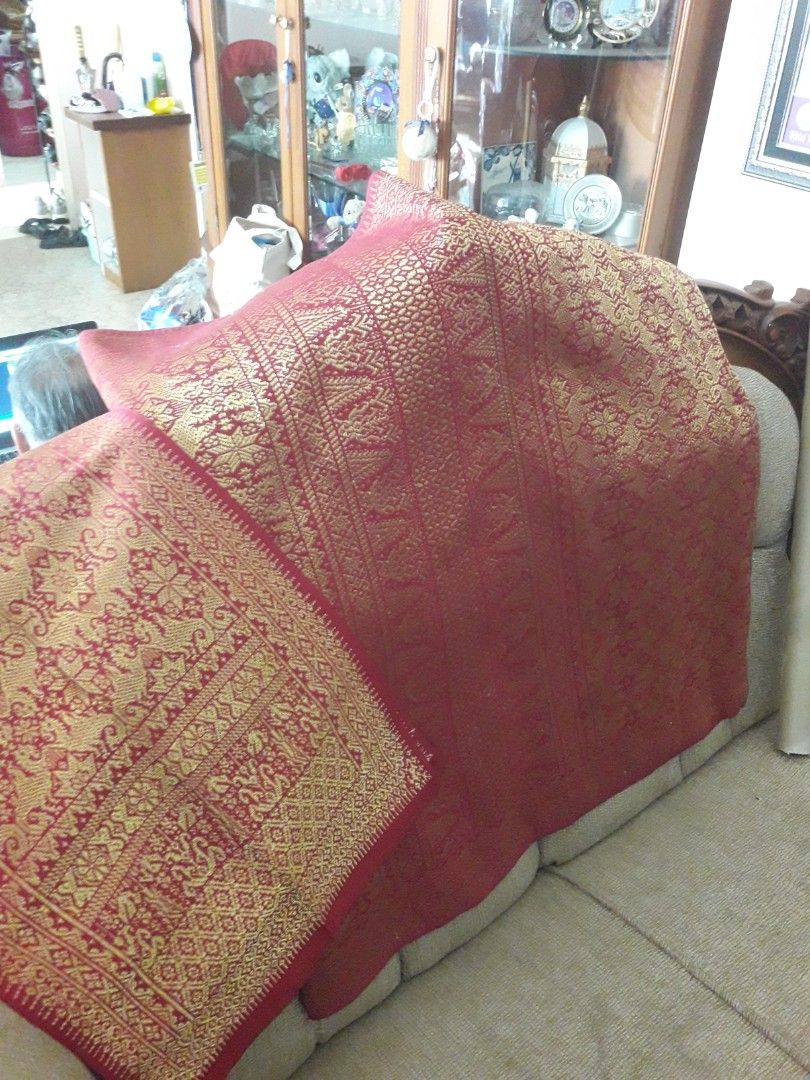 Songket merah emas asli palembang, Fesyen Wanita, Pakaian Wanita ...