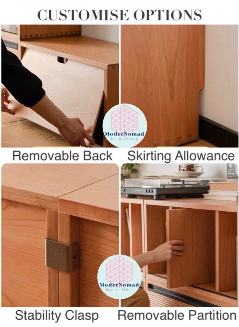 Stackable Modular TV Console Drawers Sideboard Rattan Side Console ...