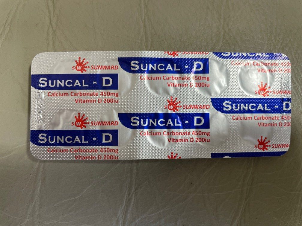 Suncal D Calcium Carbonate Vitamin D, Health & Nutrition, Health ...