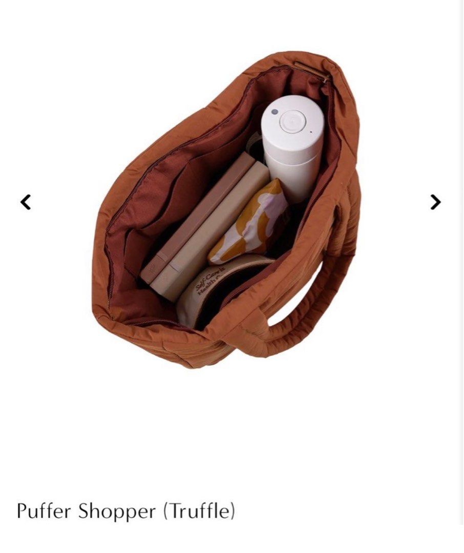 The Paper Bunny puffer shopper in truffle, Women's Fashion, Bags ...