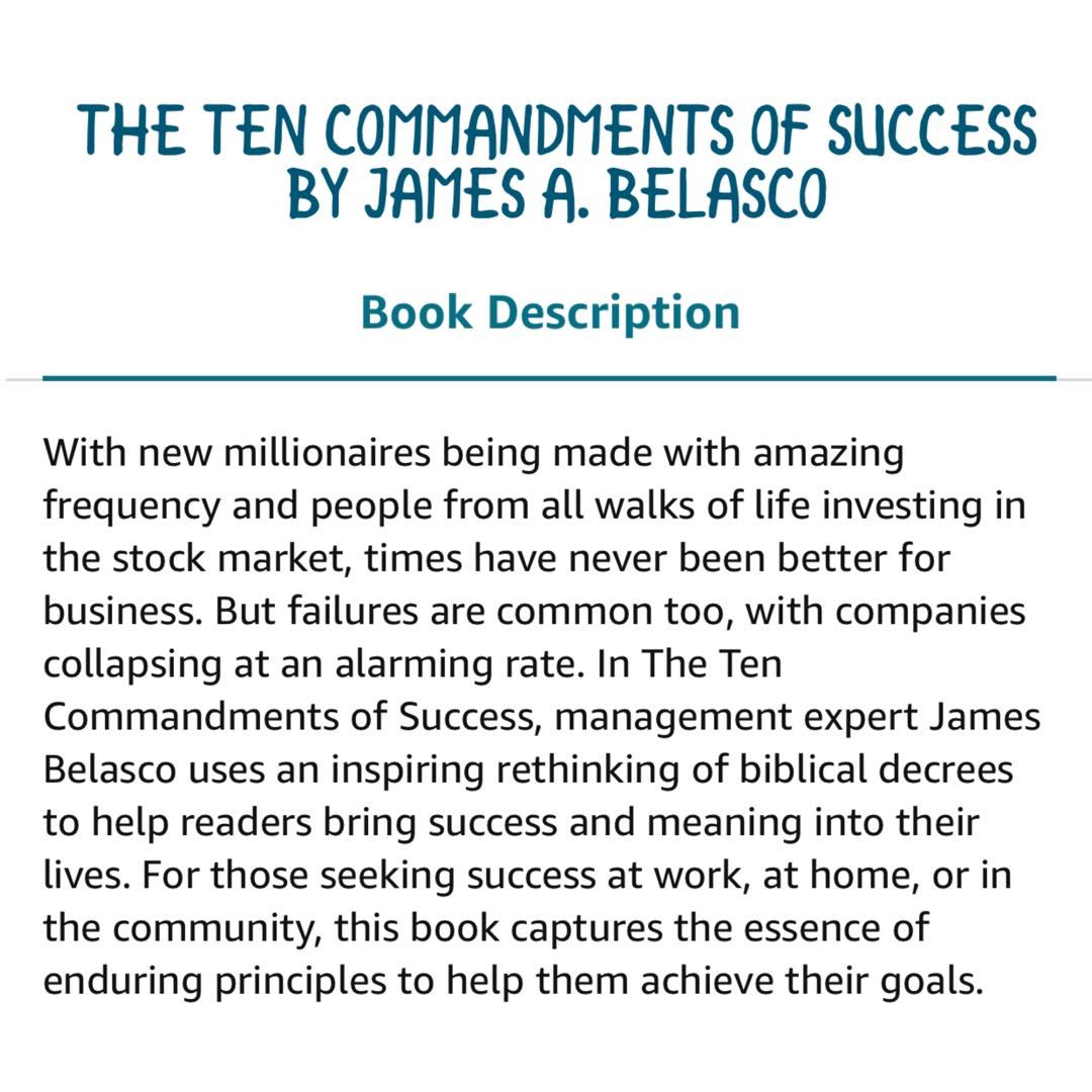 The Ten Commandments of Success by James A. Belasco (Hardcover) on ...