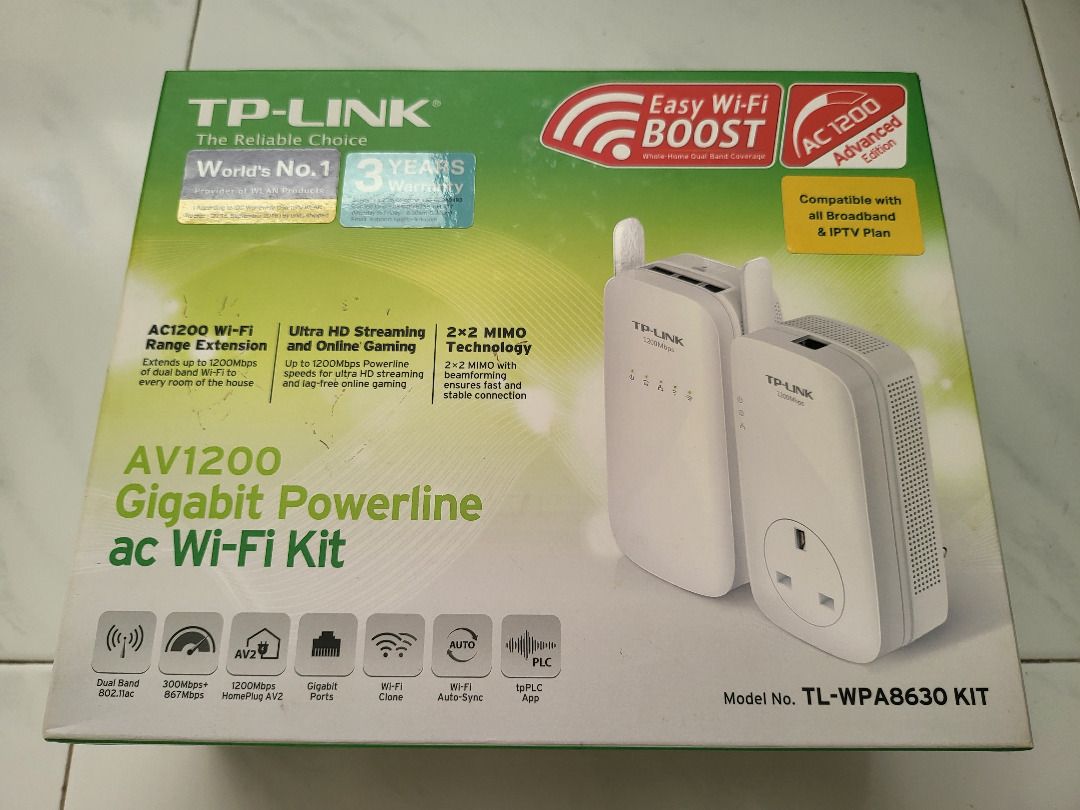TPLink AV1200 Gigabit Passthrough Powerline PLC AC Wi-Fi Kit, Computers ...