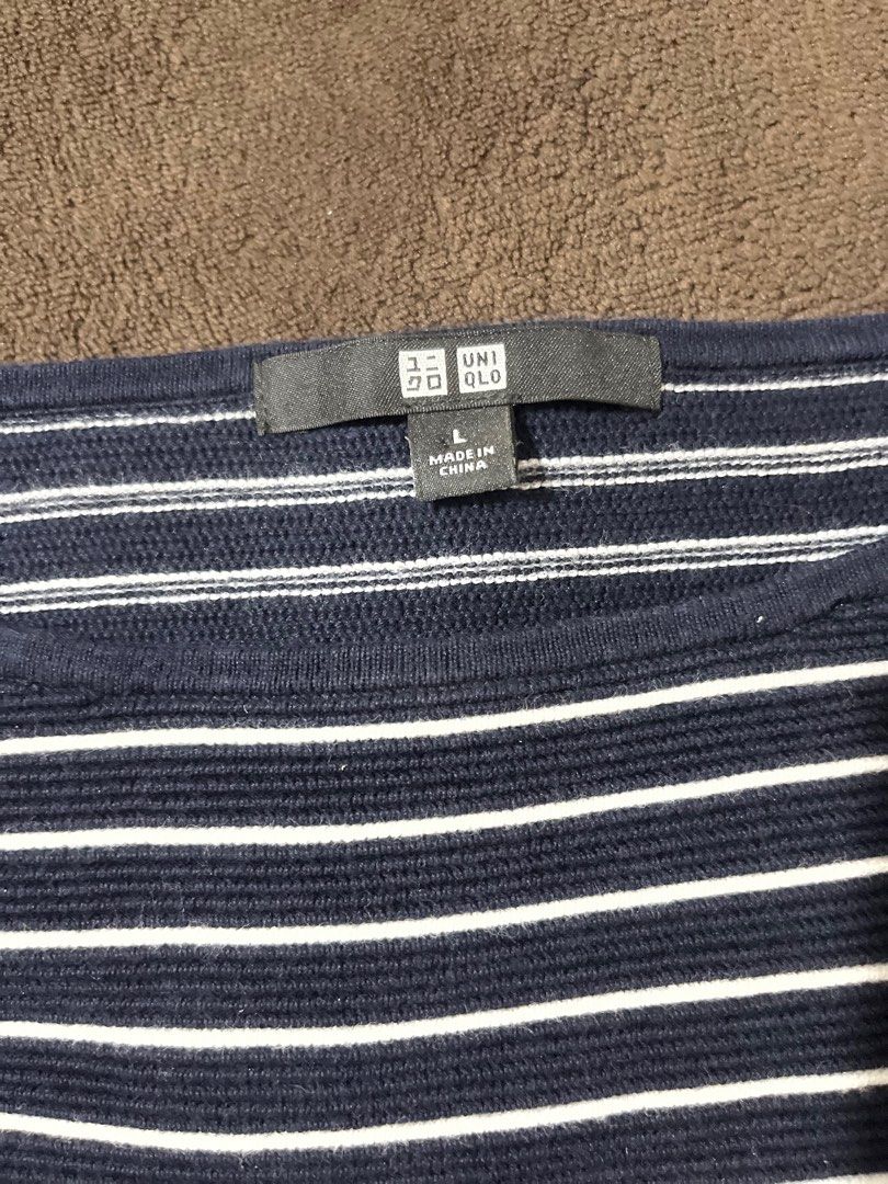 Uniqlo ripple border crew neck sweater on Carousell