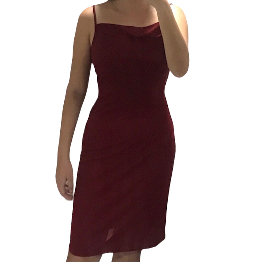 Vintage 90s Arthur yen red cowl neck mini dress y2k, Women's Fashion ...