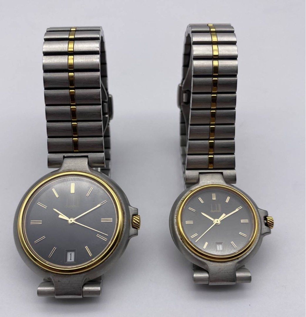 Vintage Alfred Dunhill quartz, gold/steel couple watch, Luxury, Watches ...