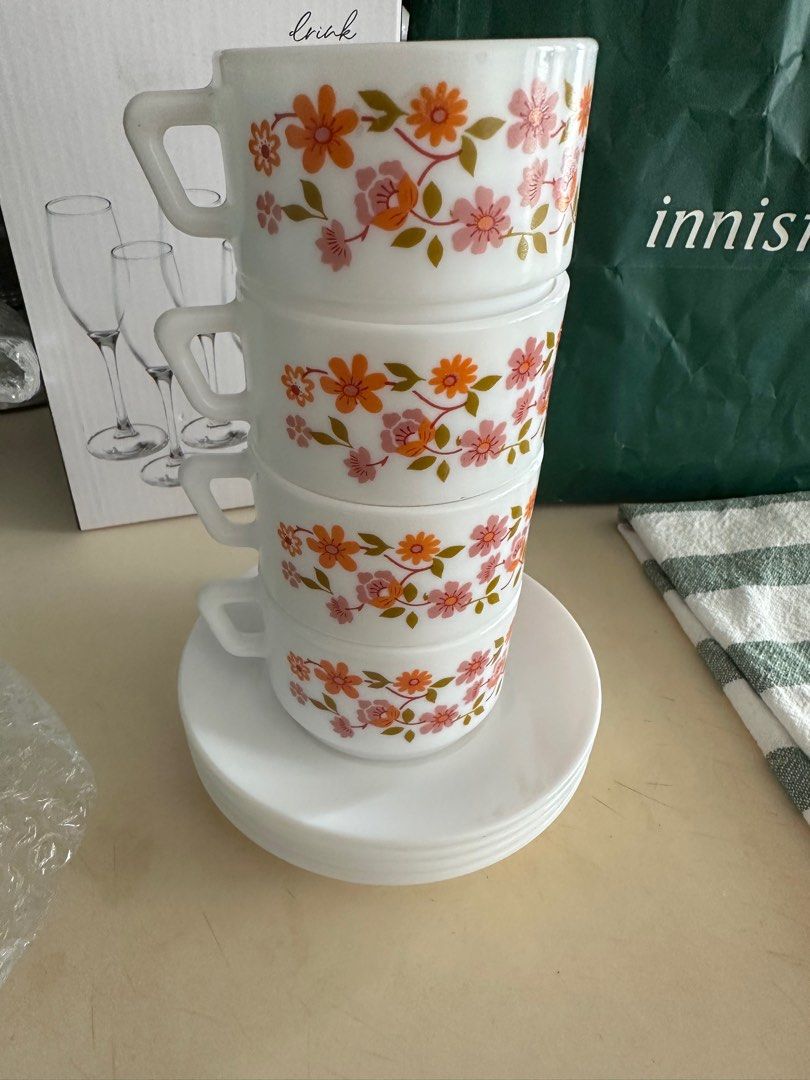 Vintage arcopal coffee cup sets, Furniture & Home Living, Kitchenware ...