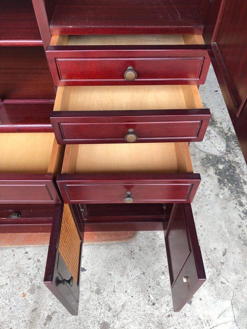 Vintage rattan accent platera/display cabinet 37L x 18W x 79H inches ...