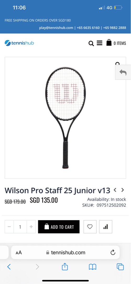 Wilson Pro Staff 25 inch Junior Tennis Racket, Sports Equipment, Sports ...
