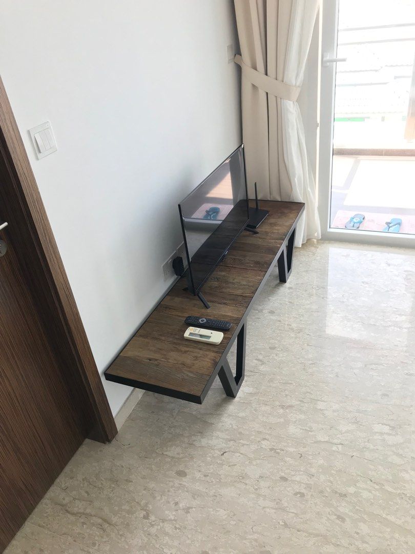 XTRA Raw Wood Side Table / TV Console (iNDUSTRIAL MODERN), Furniture ...