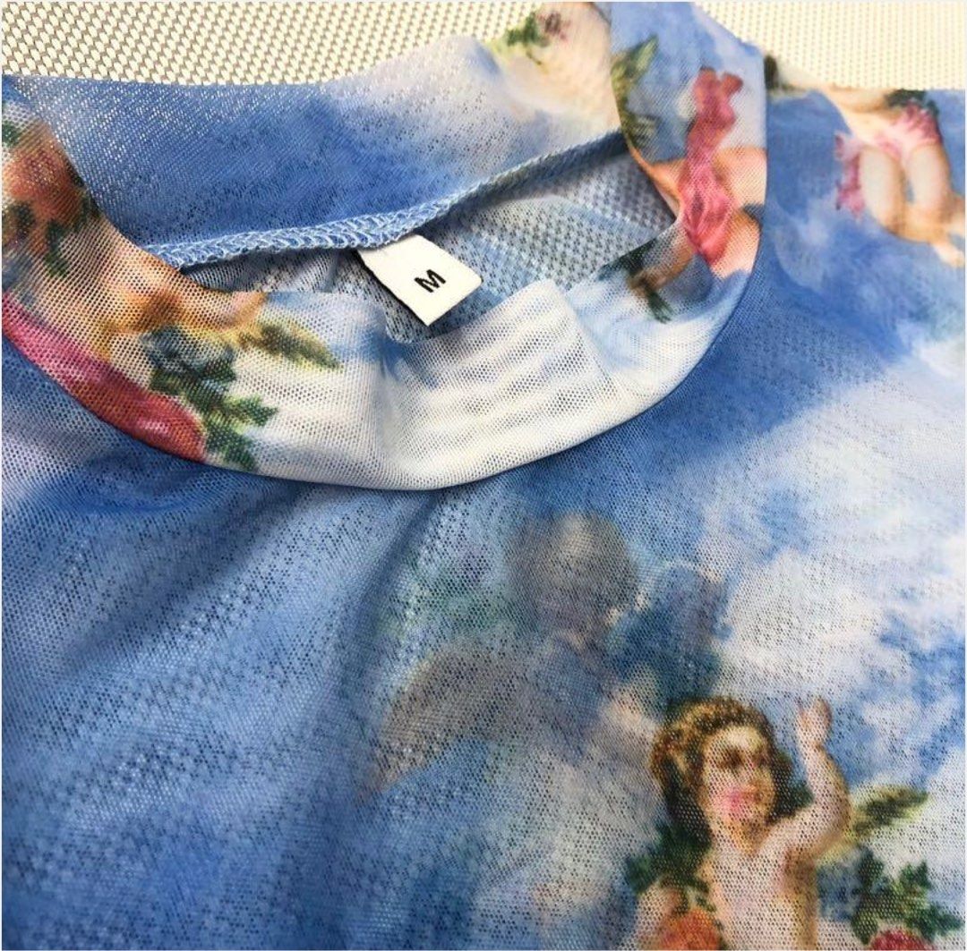 Y2K Angel Mesh Top on Carousell
