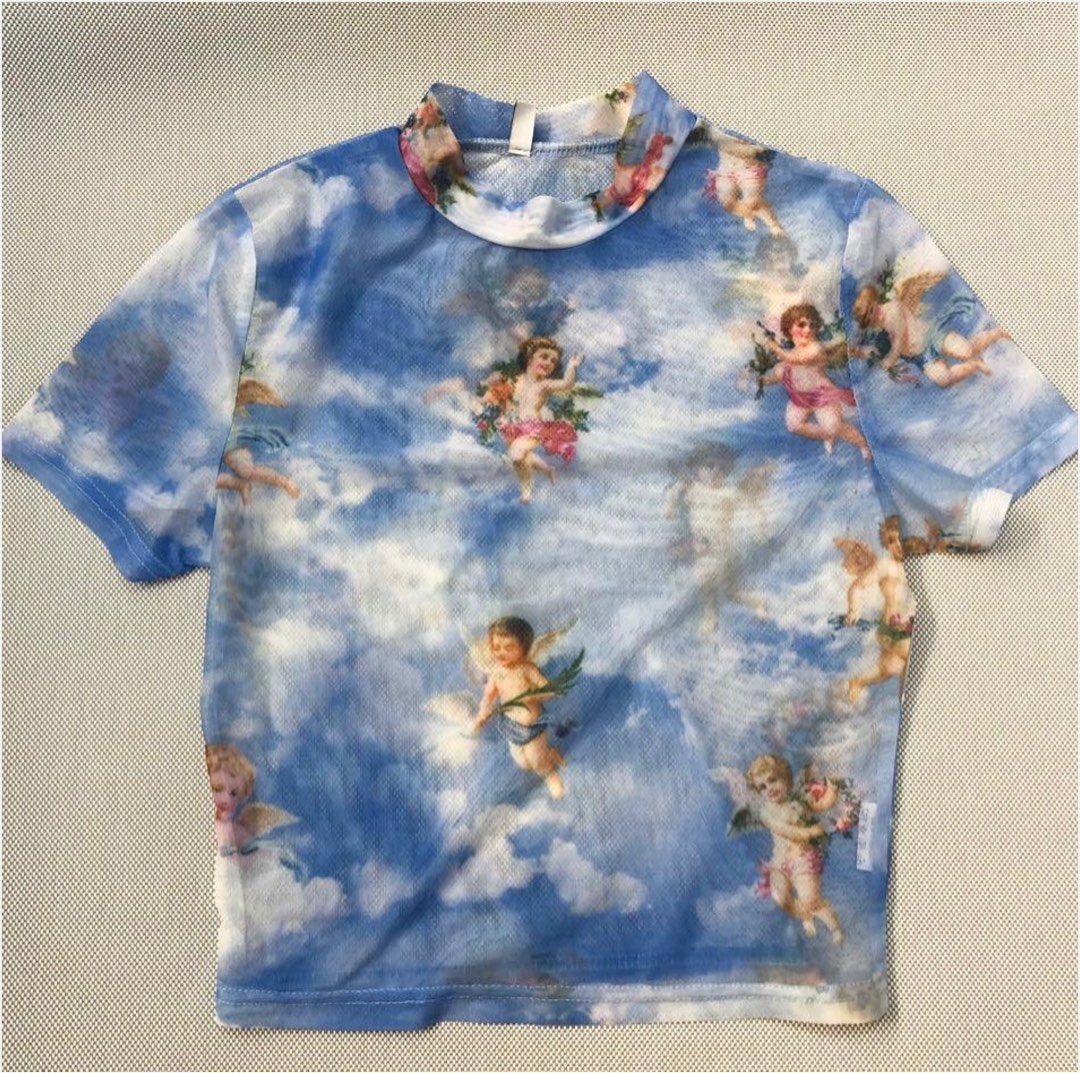 Y2K Angel Mesh Top on Carousell