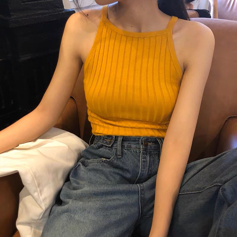 Yellow top, Women's Fashion, Tops, Sleeveless on Carousell