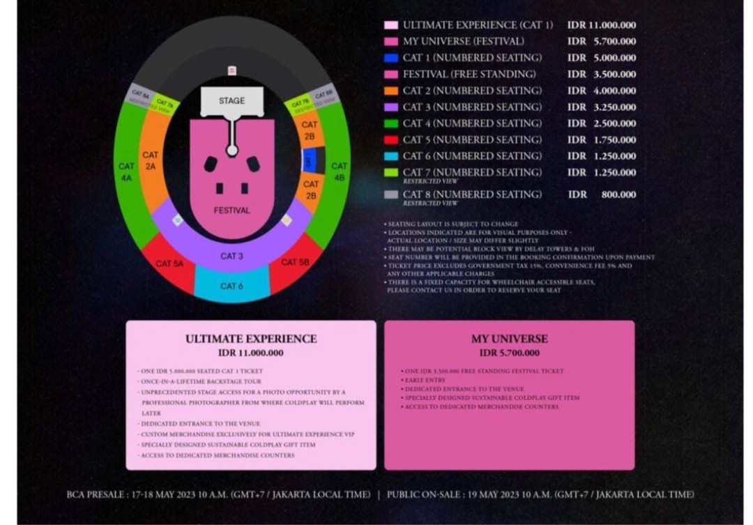 2x Cat 2 Coldplay Jakarta Ticket, Tickets & Vouchers, Event Tickets on ...